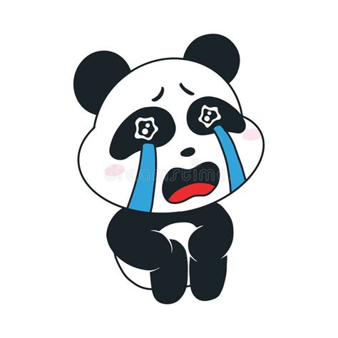 Cute Panda Crying Cartoon Illustration Stock Vector Illustration Of Cheerful Bear 197839591