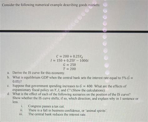 Solved Consider The Following Numerical Example Describing Chegg