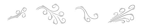Set Of Hand Drawn Air Flow Icons Doodle Wind Blow Effects Collection