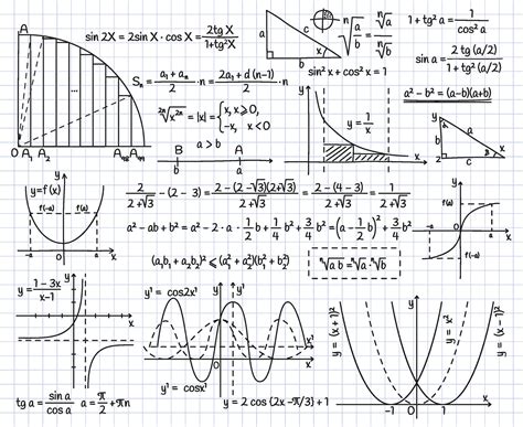 Mathematical Algebra Formulas Doodle Equation And Graphics Signs Math