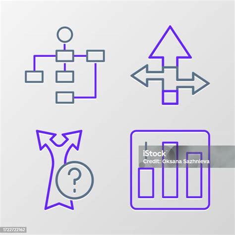 Set Line Pie Chart Infographic Arrow And Hierarchy Organogram Icon Vector Stock Illustration