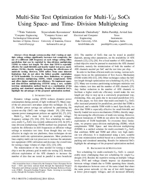 pdf multi site test optimization for multi v dd socs using space and