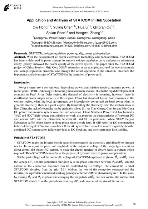 Pdf Application And Analysis Of Statcom In Hub Substation