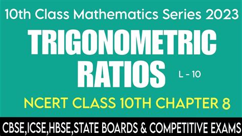 Trigonometric Identities 02 Class 10th Lecture 10 Youtube