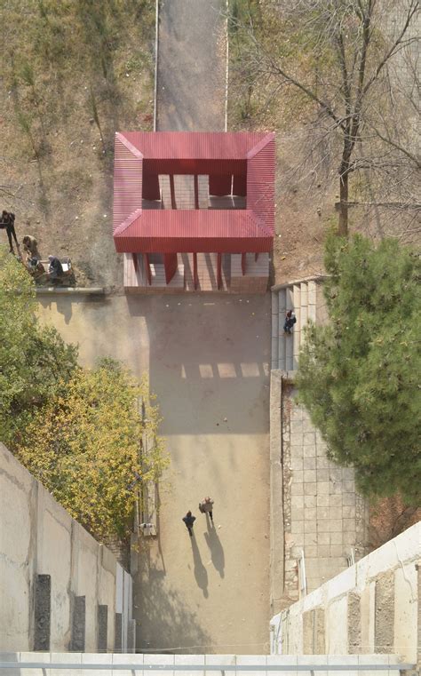 Movable Red Metal Panels Adapt Neighbourhood 8 23 Vi Pavilion In Tbilisi