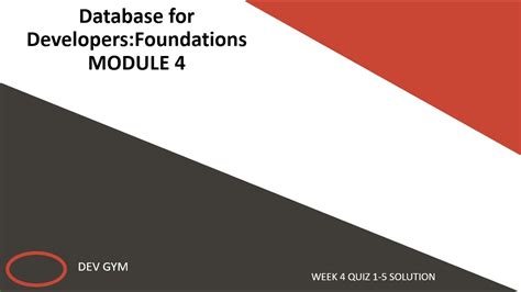 ORACLE Databases For Developers Foundations Module Week Quiz Solution DEV GYM YouTube