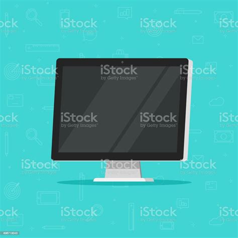 컴퓨터 모니터 벡터 일러스트 레이 션 와이드 스크린의 평면 만화 디자인 표시 절연 현대 Led Lcd Tv 나 3d에서 모니터 데스크탑 컴퓨터에 대한 스톡 벡터 아트 및