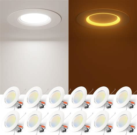 Amico 12 Pack 6 Inch 5cct Led Recessed Lighting With Night Light 12 5w 100w 1000lm Can Lights