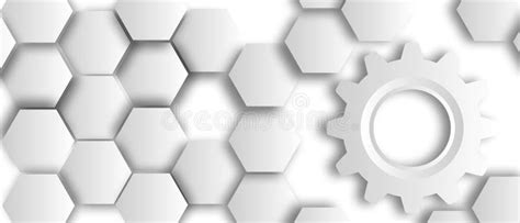 White Hexagon Structure Gears Header Stock Illustration Illustration Of Productivity Industry
