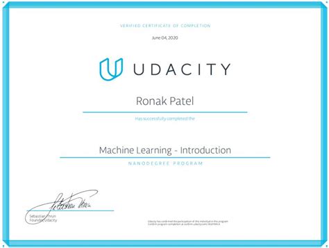 Ronak Patel On Linkedin Udacity Machinelearning