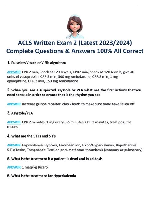Bundle Acls Written Exam 1 Exam 2 Latest 2023 2024 Complete Questions And Answers 100 All