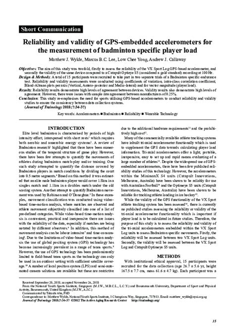 Pdf Reliability And Validity Of Gps Embedded Accelerometers Forthe