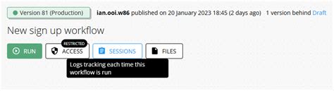 session runs workflow86 documentation