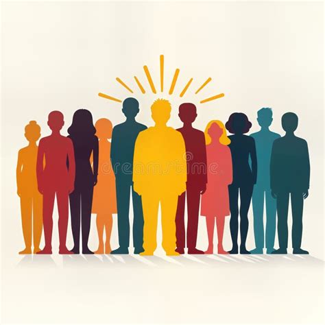 colorful figures of diverse people stand together abstract