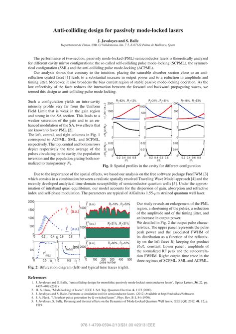 Pdf Anti Colliding Design For Passively Mode Locked Lasers