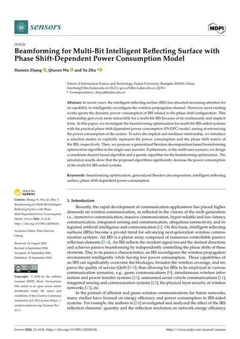 Pdf Beamforming For Multi Bit Intelligent Reflecting Surface With Phase Shift Dependent Power