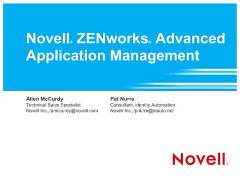 Novell Zenworks Advanced Application Management Ppt