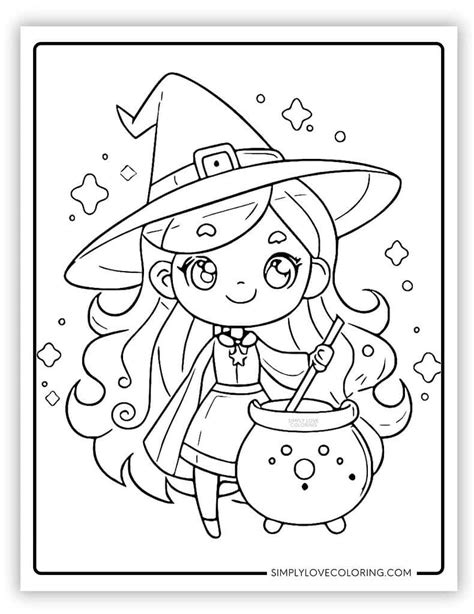 Cute Halloween Witch Coloring Pages 2025