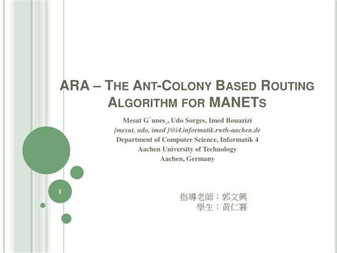 Ppt Ara The Ant Colony Based Routing Algorithm For Manets