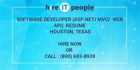 Software Developer Aspnetmvc Web Api Resume Houston Texas Hire