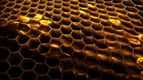벌집 모양의 금색과 검은색 벌집 구조 흐르는 노란색 꿀이 있는 벌집 단색 벌집의 3d 그림 꿀 모자이크 고화질 사진 사진
