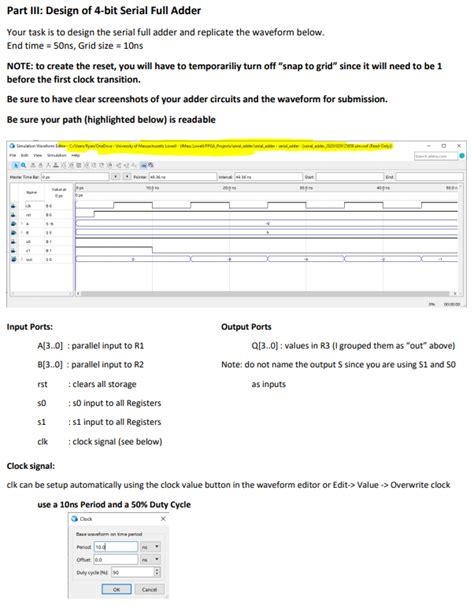 Solved Part III Design Of 4 Bit Serial Full Adder Your Task Chegg Com