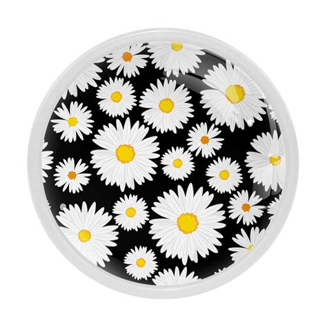 4 Pcs White Daisies Knobs For Kitchen Cabinet Cupboard Dresser Bookcase Drawer Pulls Handles