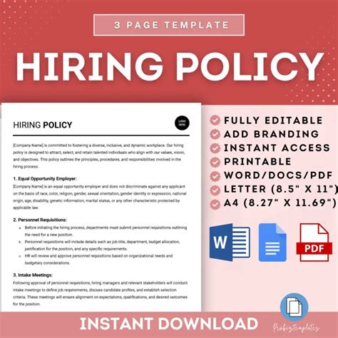 Hiring Policy Template Probiztemplates