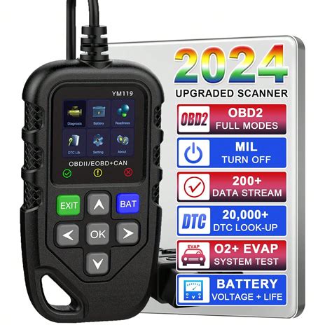 OBD2 Reader Tool, OBDII EOBD Car Code Scanner Check Engine Light Fault ...
