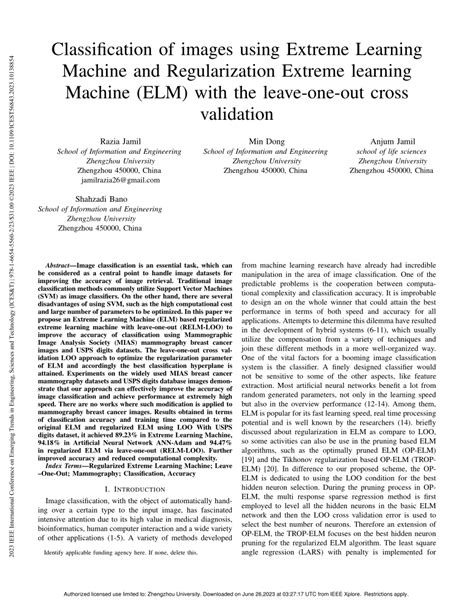 Pdf Classification Of Images Using Extreme Learning Machine And Regularization Extreme