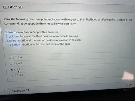 Solved Question 20 Rank The Following One Base Point
