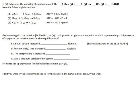 Solved A Determine The Enthalpy Of Combustion Of Chegg