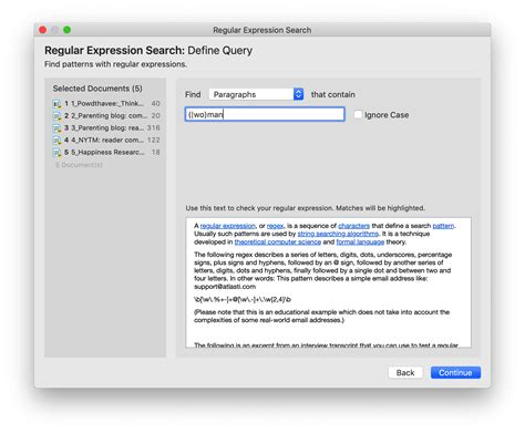Expert Search With Regex ATLAS Ti 9 Mac User Manual