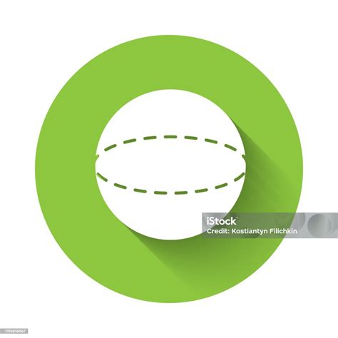 긴 그림자로 격리된 흰색 기하학적 피규어 구 아이콘입니다 추상 적 모양입니다 기하학적 장식 녹색 원 버튼입니다 벡터 0명에 대한 스톡 벡터 아트 및 기타 이미지 Istock