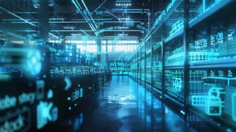 High Tech Warehouse With Neural Network Connections Generative Ai