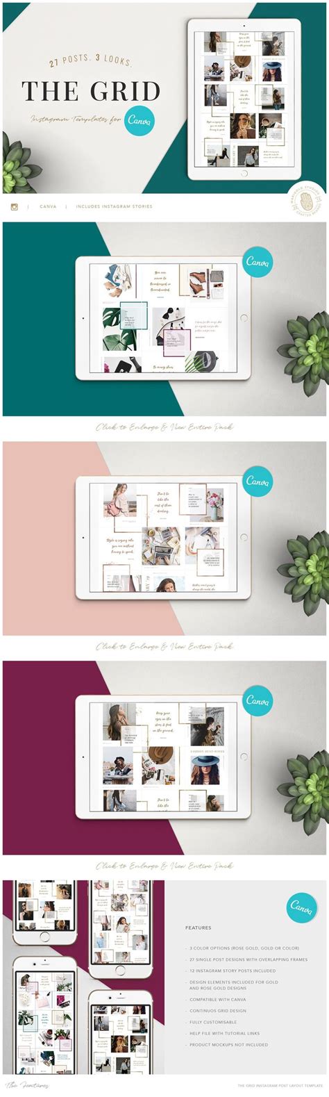 THE GRID Canva PPT Grid Design Post Design Instagram Posts