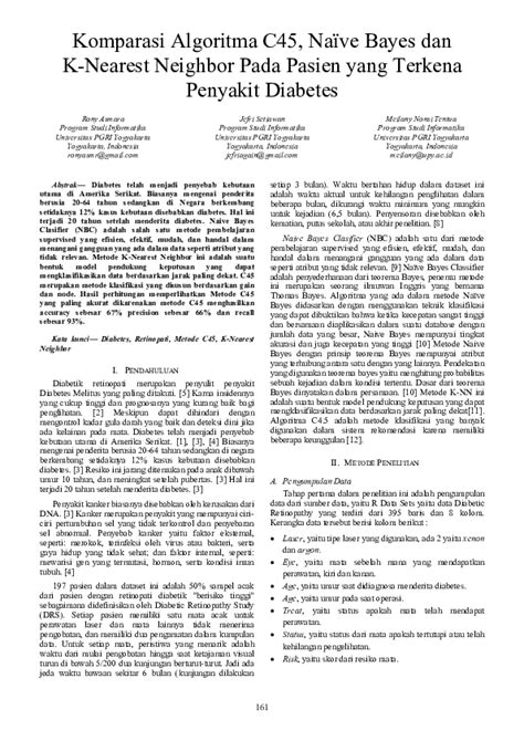 Pdf Komparasi Algoritma C45 Naïve Bayes Dan K Nearest Neighbor Pada