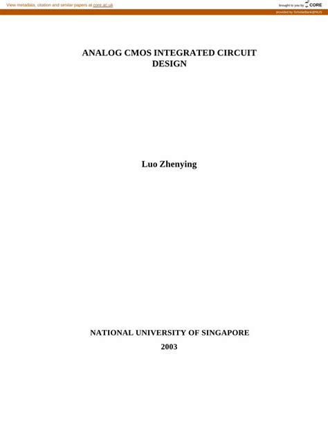 Pdf Analog Cmos Integrated Circuit Design Dokumen Tips