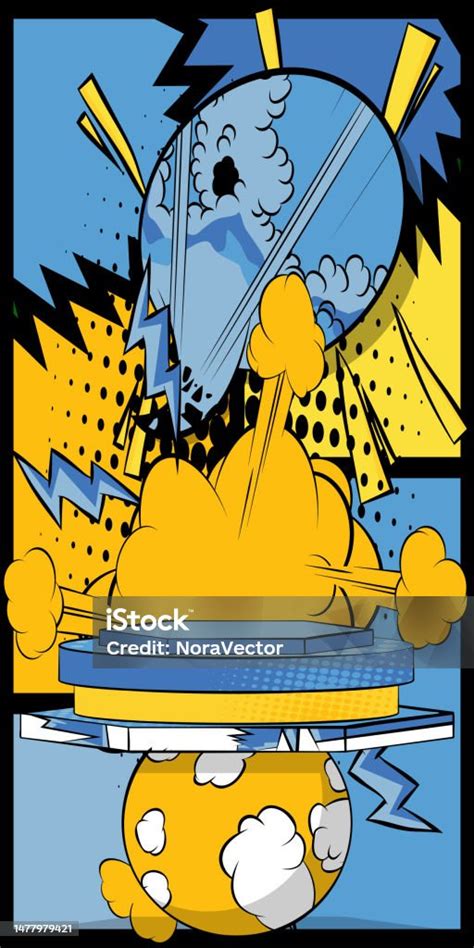 만화책 노란색과 파란색 제품 연단 배너입니다 프레젠테이션을 위한 팝 아트 스테이지 만화 비즈니스 광고 배경 레트로 플랫폼 마케팅 디스플레이 배경 광고에 대한 스톡 벡터 아트