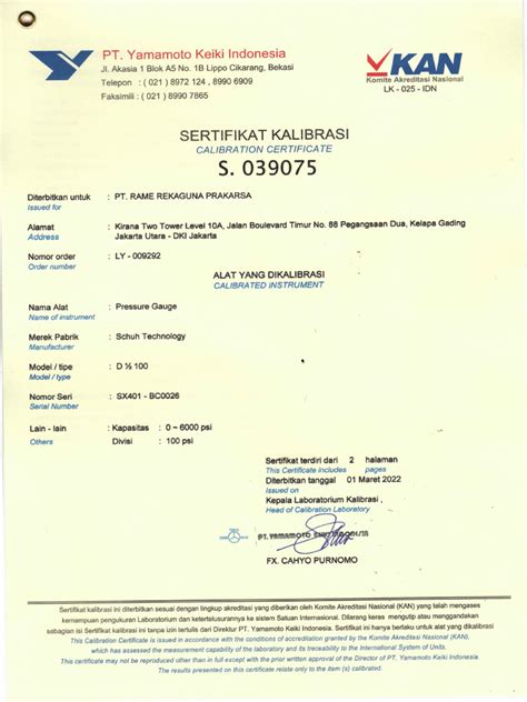 Pressure Gauge Calibration Certificate S039075 Sx401 Bc0026 6000 Pdf