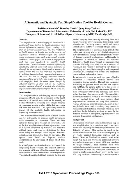 Pdf A Semantic And Syntactic Text Simplification Tool For Health Content