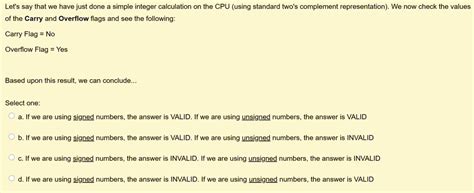 Lets Say That We Have Just Done A Simple Integer Calculation On The Cpu Using Standard Twos