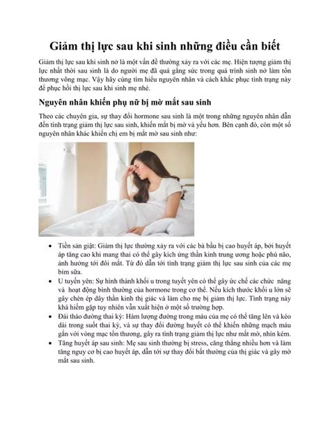 PPT Giảm thị lực sau khi sinh những điều cần biết PowerPoint Presentation ID