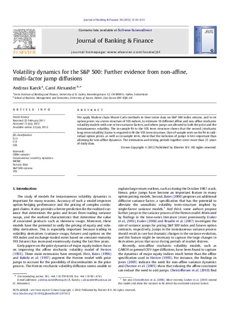 pdf volatility dynamics for the sandp 500 further evidence from non