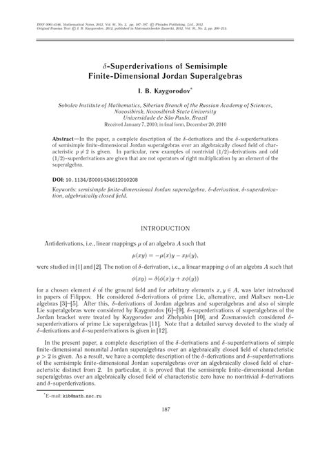 Pdf δ Superderivations Of Semisimple Finite Dimensional Jordan