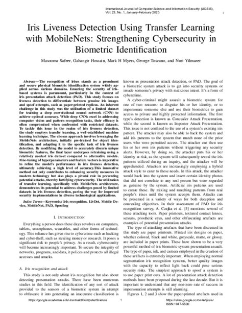 Pdf Iris Liveness Detection Using Transfer Learning With Mobilenets Strengthening