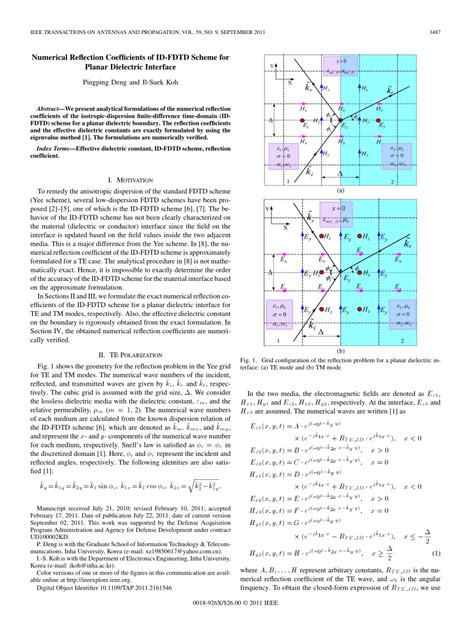 Pdf Numerical Reflection Coefficients Of Id Fdtd Scheme For Planar