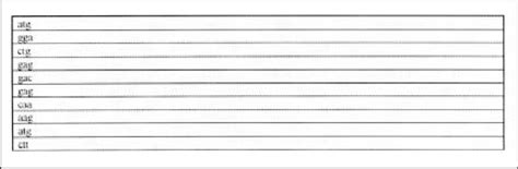 The First 10 Codons Of The Same Sequence After Creating Single Columns