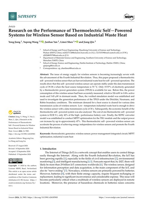Pdf Research On The Performance Of Thermoelectric Self Powered