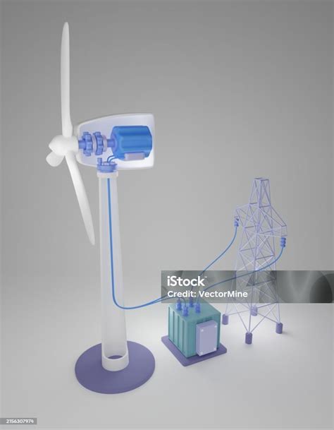 풍력 터빈의 해부학 및 원리 설명 개요 3d 그림 3차원 형태에 대한 스톡 사진 및 기타 이미지 3차원 형태 개념 겸자